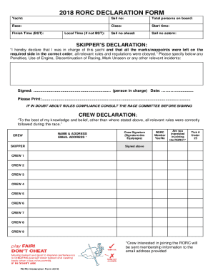 Fillable Online 2018 RORC Race Declaration Form.docx Fax Email Print ...