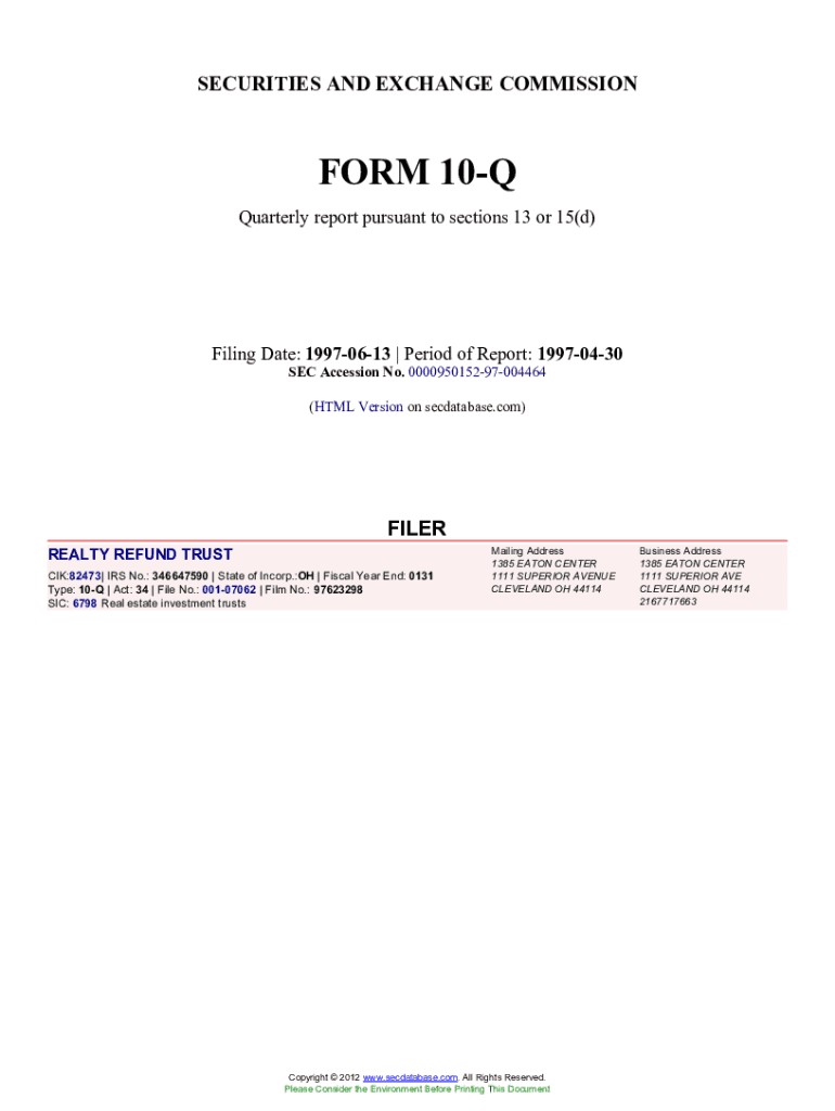 Fillable Online SECURITIES AND EXCHANGE COMMISSION FORM 10-Q REPORT ...