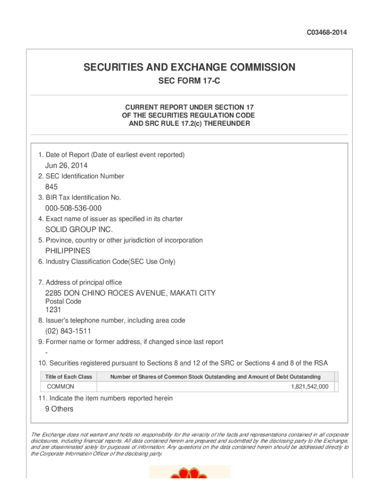 Fillable Online SEC Form 20-IS: Information Statement Solid Group Inc ...