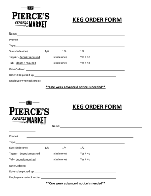 Fillable Online KEG ORDER FORM.docx Fax Email Print - pdfFiller