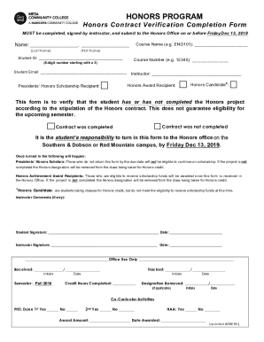 Fillable Online Honors Contract FormHonors Program Fax Email Print ...