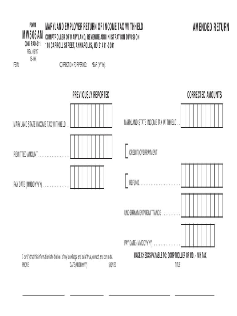 Fillable Online Form MW506AM Maryland Employer Return Of Income Tax ...
