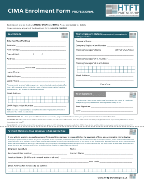 Fillable Online htftpartnership co Applying for CIMA Membership ...