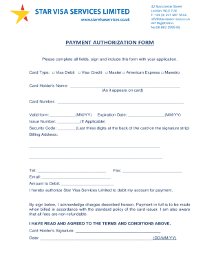 Fillable Online Visa Debit CardsVisaCredit Card Authorization Form ...