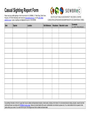 Fillable Online Casual Sighting Report Form Fax Email Print - pdfFiller