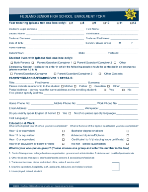Fillable Online hedlandshs wa edu HEDLAND SENIOR HIGH SCHOOL - STUDENT ...