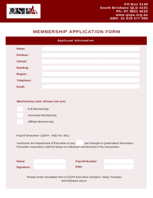 Fillable Online QSPA Membership Form Fax Email Print - pdfFiller