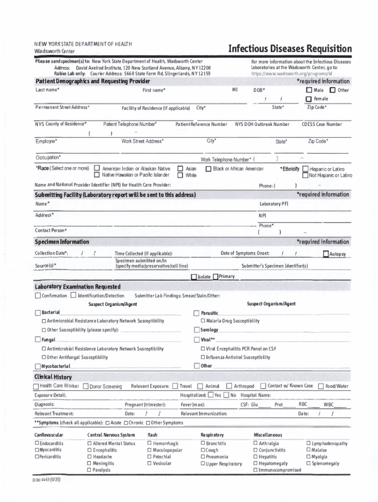 Fillable Online Infectious Diseases Requisition - Laboratory Alliance ...
