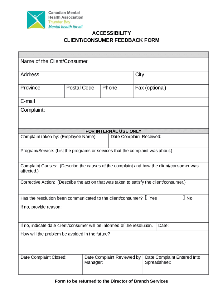 Sample Accessible Customer Service Policy - thunderbay cmha Doc ...