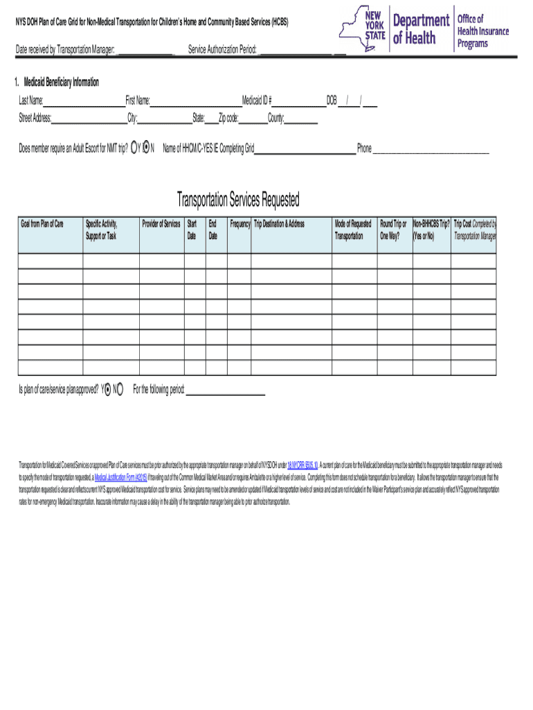 Fillable Online Transportation Services Requested - eMedNY Fax Email ...