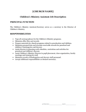 Fillable Online Church Job Descriptions - Free Church Forms Fax Email ...
