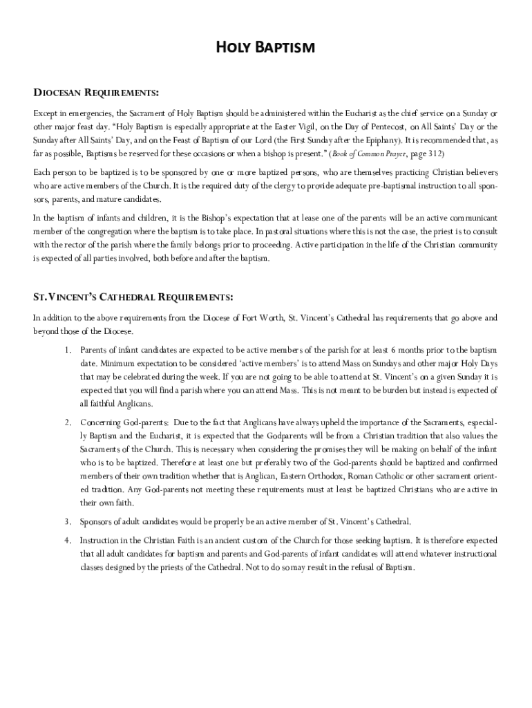 Fillable Online Emergency Holy Baptism in Pandemic - Episcopal Diocese ...