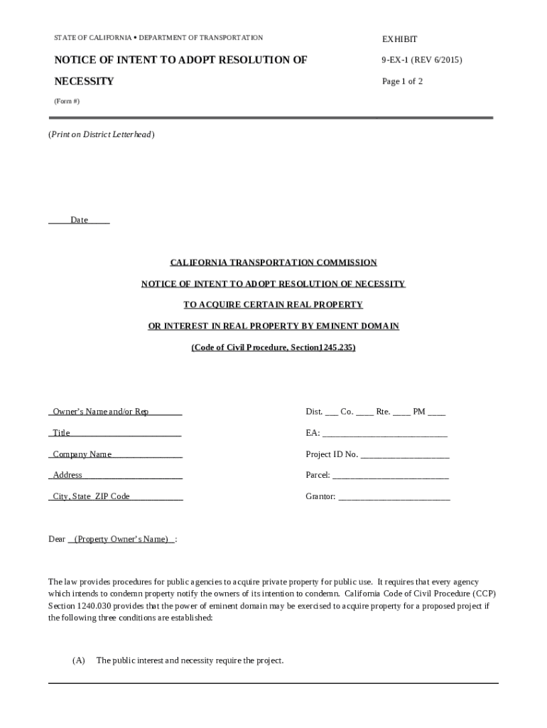 Notice of Change - California Department of Transportation - dot ca Doc Template | pdfFiller