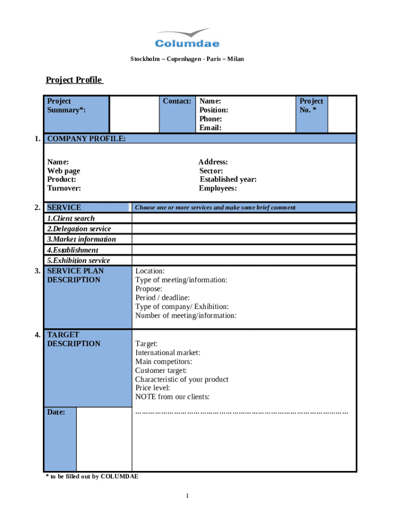 IIPP Project Profile Doc Template PdfFiller