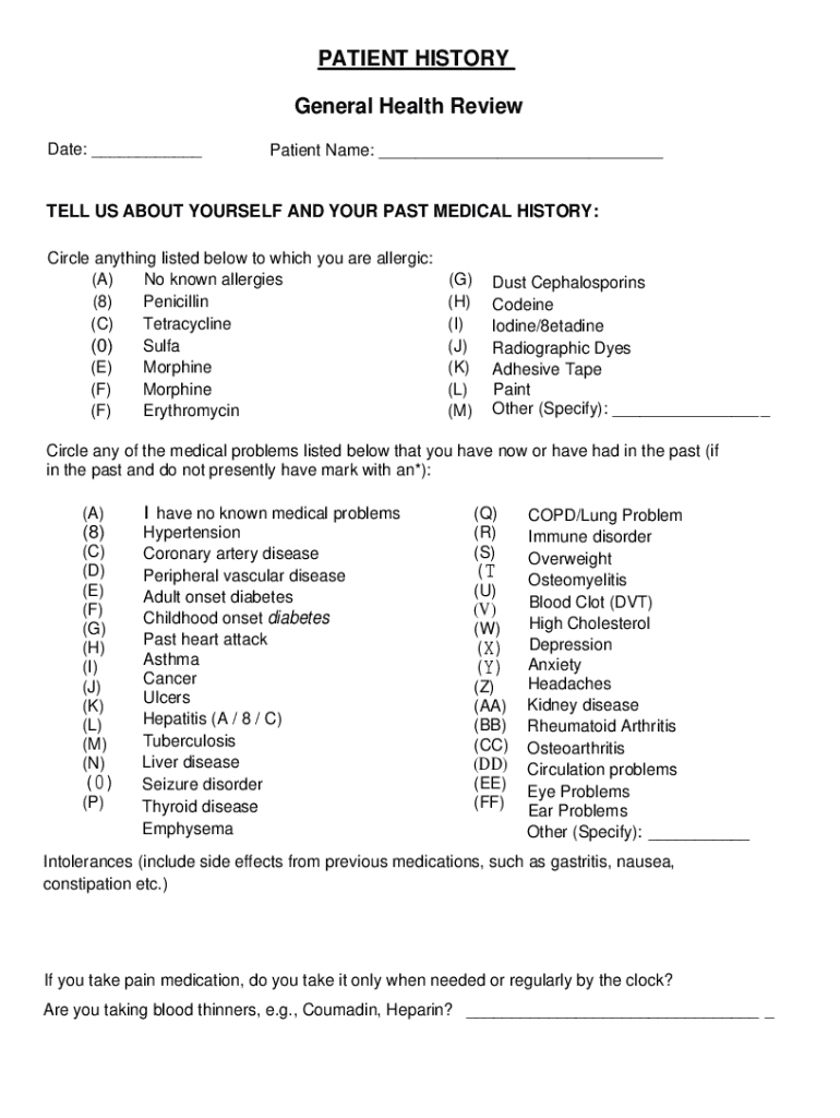 Fillable Online General Health Review Form.doc Fax Email Print - pdfFiller