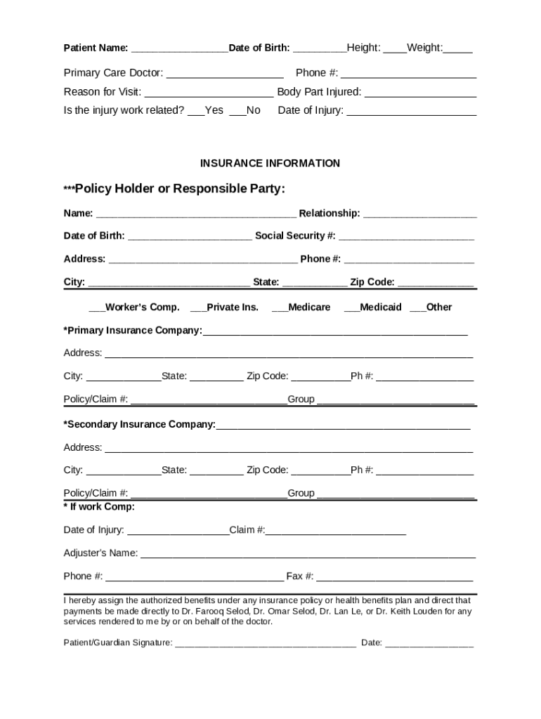 DOC New PatientIntake - Body In Balance Physical Therapy Doc Template ...