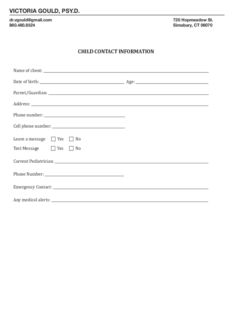 Fillable Online CONSENT FOR NON-PARENT TO BRING MINOR CHILD TO ...