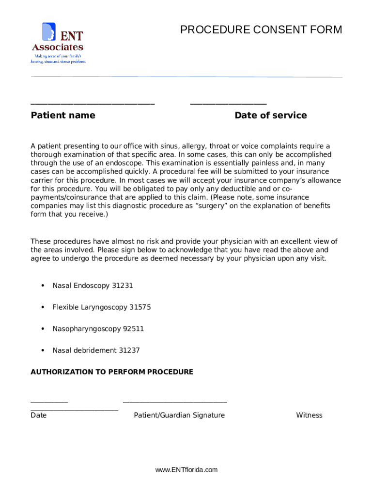 Ined Consent Endoscopy of the Nose and Upper Airway Doc Template ...