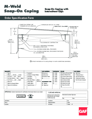 Fillable Online M-Weld Snap-On Coping Steel Order Specification Form ...