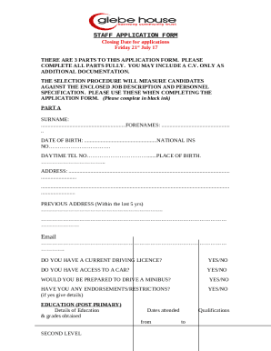 Staff Application TemplateJot Doc Template | pdfFiller