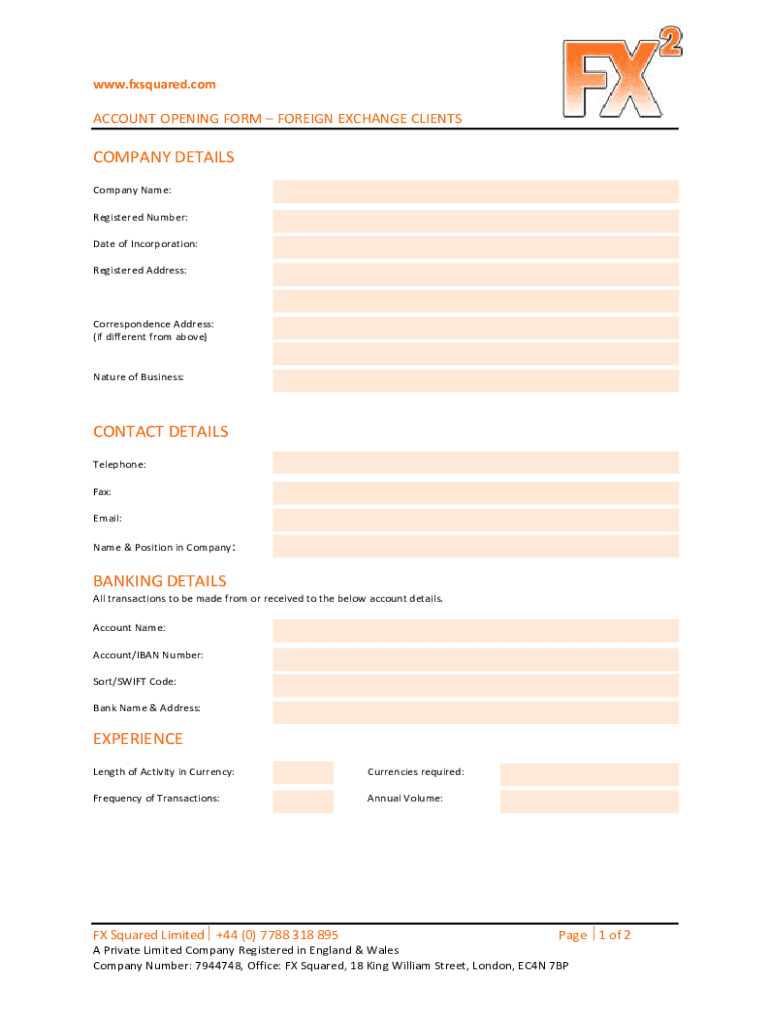 Fillable Online FX Squared Account Form.docx Fax Email Print - pdfFiller