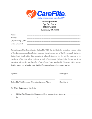Fillable Online Becker-Jiba WSC Opt Out Form 15269 FM 2860 Kaufman, TX ...