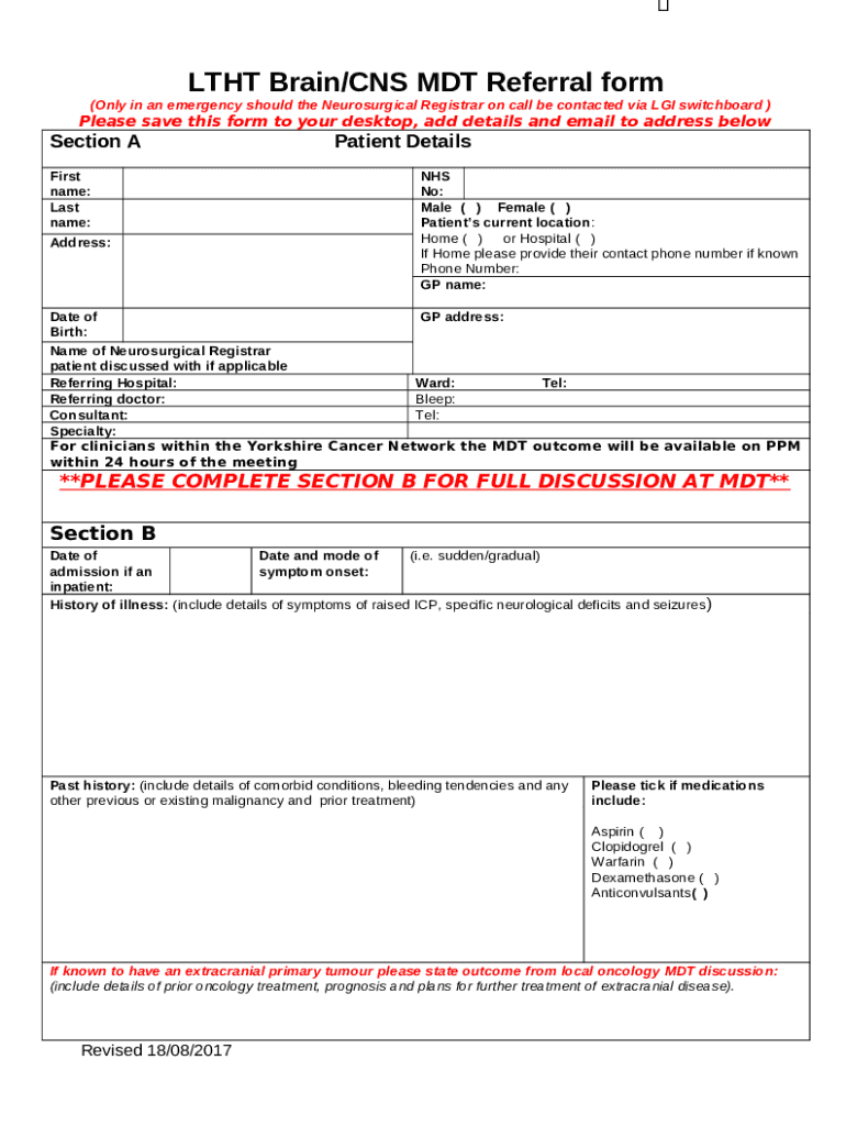 LTHT/YCNN euroscience MDT Registration / or Referral Doc Template ...