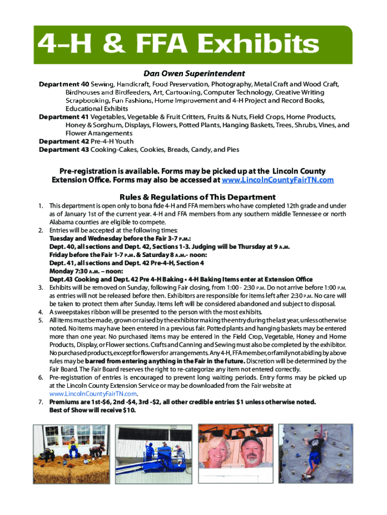 Fillable Online Fillable Online 4-H Rules and Classes - Lincoln ...