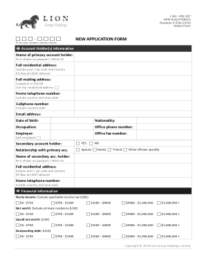 Fillable Online NEW APPLICATION FORM - Lion Group Holdings Fax Email ...