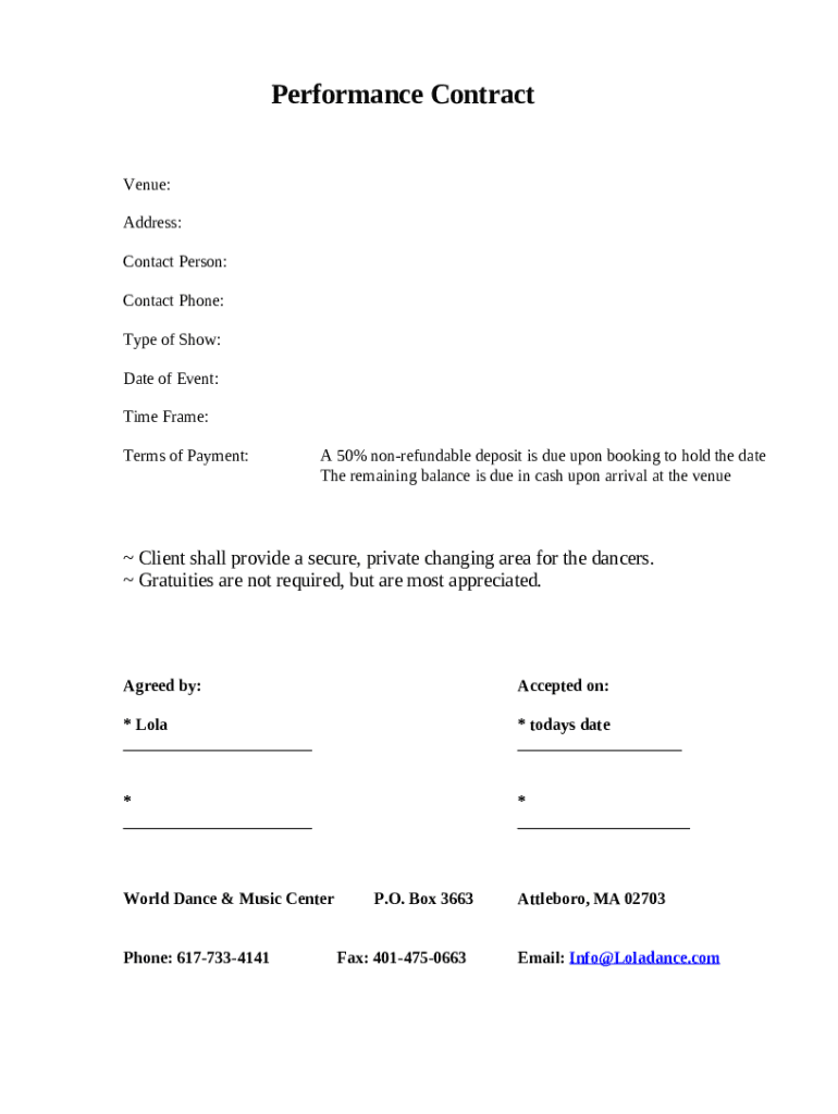 9+ Perance Agreement Example and Samples - PDF, DOC ... Doc Template | pdfFiller