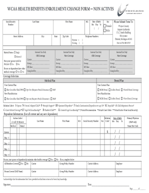 Fillable Online WCAA HEALTH BENEFITS ENROLLMENT/CHANGE FORM NON ACTIVES ...