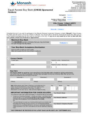 Fillable Online Equal Access Buy-Back Form Fax Email Print - pdfFiller