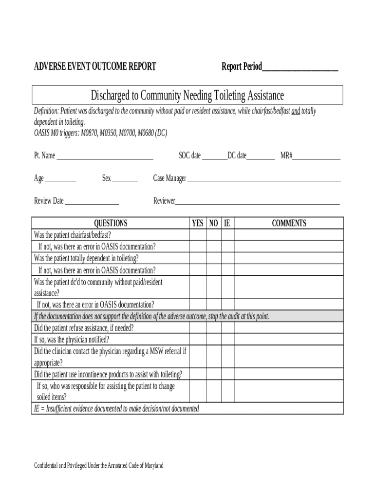 ADVERSE EVENT OUTCOME REPORT Doc Template | pdfFiller