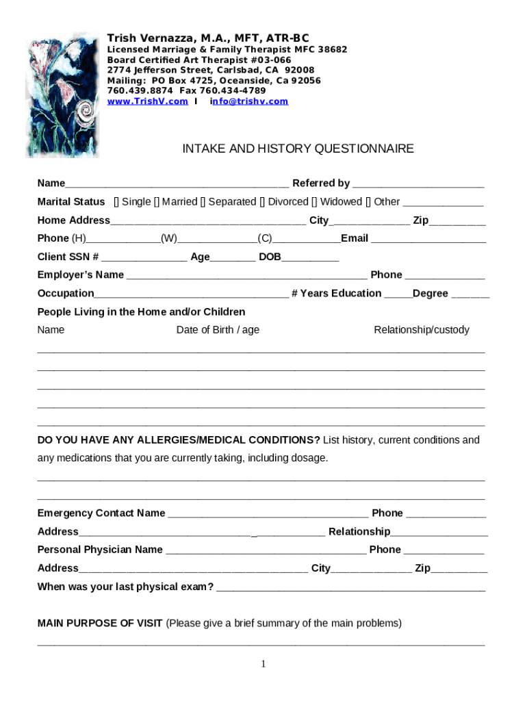 20+ Patient Intake Templates - PDF, DOC Free ... Doc Template | pdfFiller