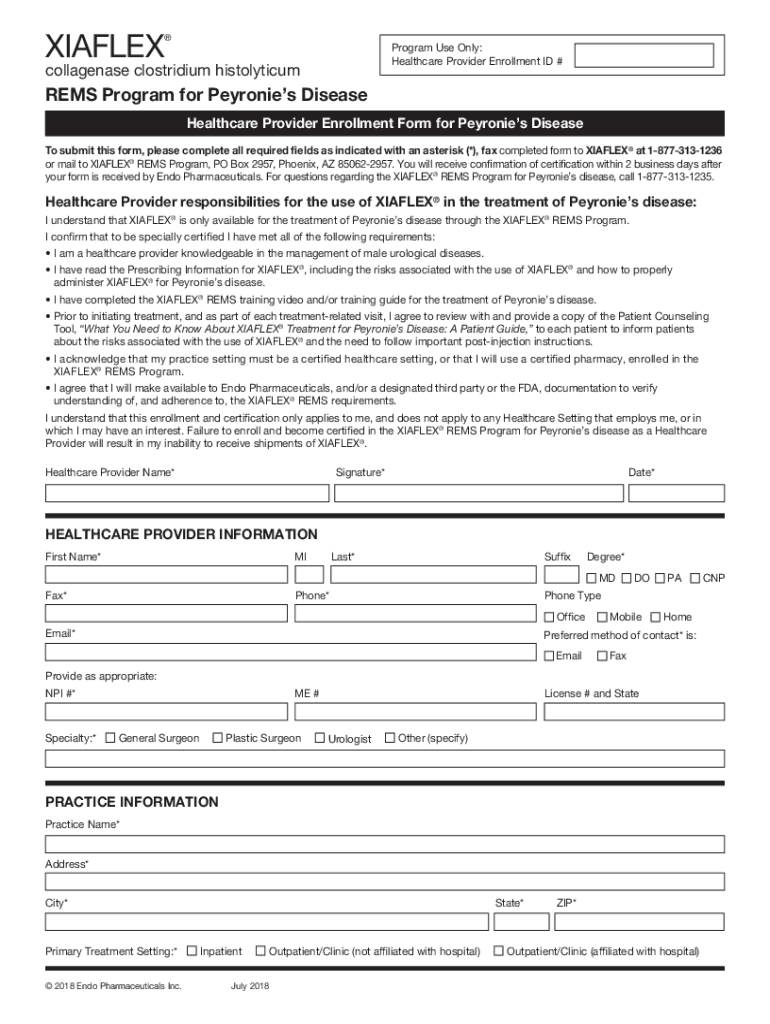 Fillable Online Healthcare Provider Enrollment Form for Peyronie's Disease Fax Email Print ...