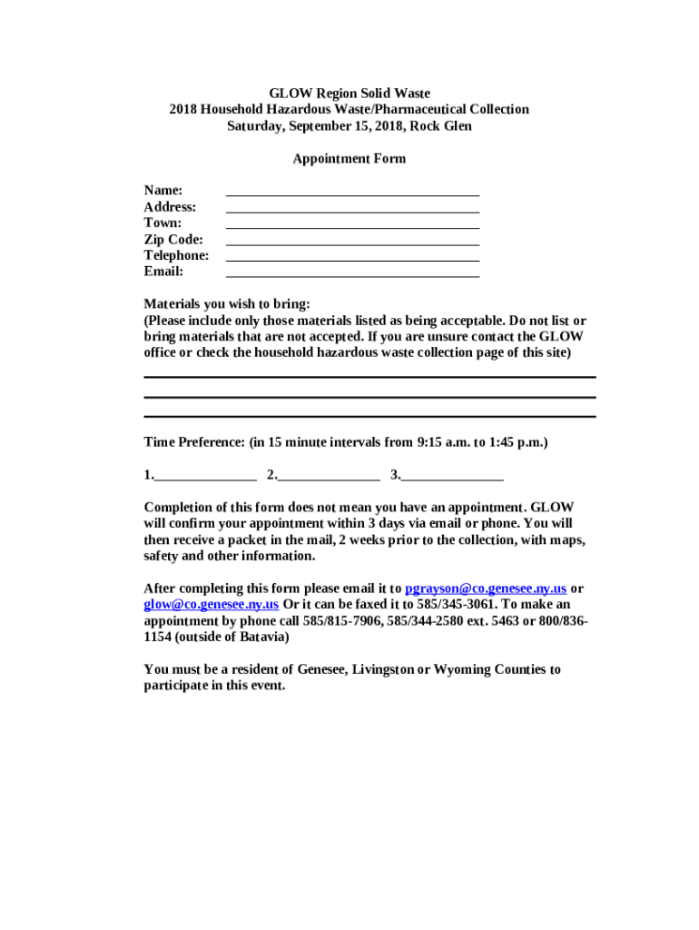 The GLOW Region Solid Waste Management Committee Doc Template | pdfFiller