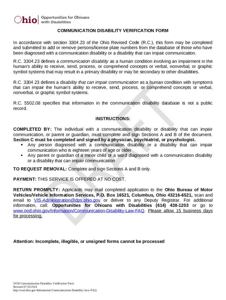 Verification - Opportunities for Ohioans with ... Doc Template | pdfFiller