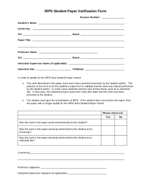 Student Paper Verification Doc Template | pdfFiller