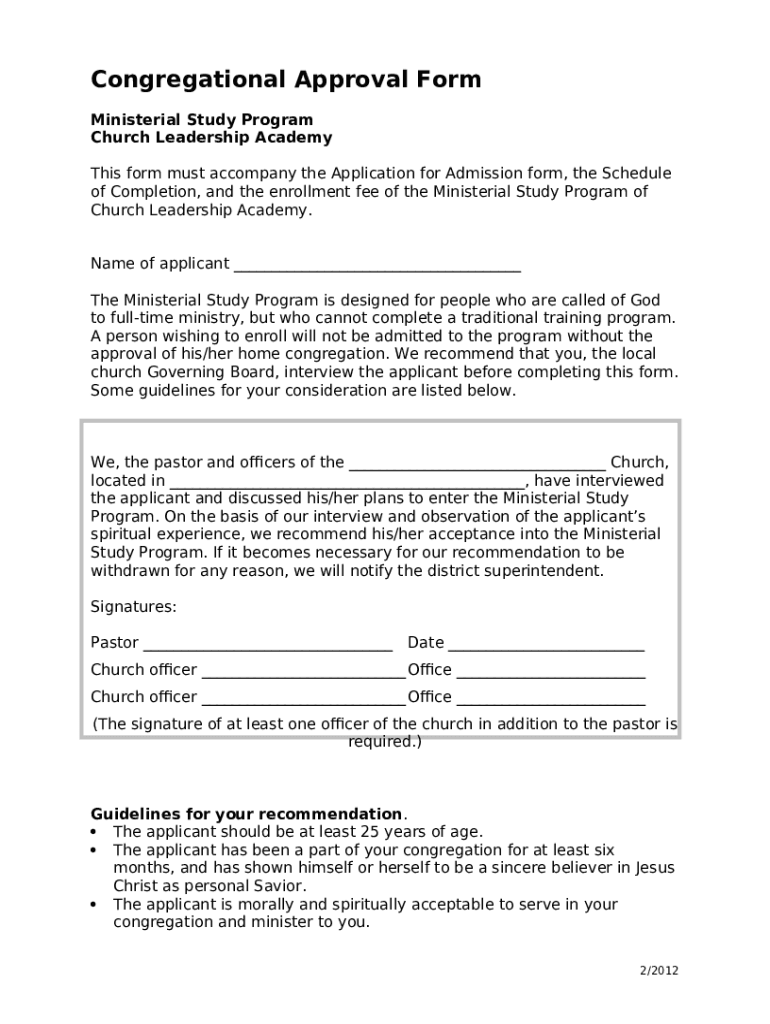 Congregational Approval Doc Template | pdfFiller