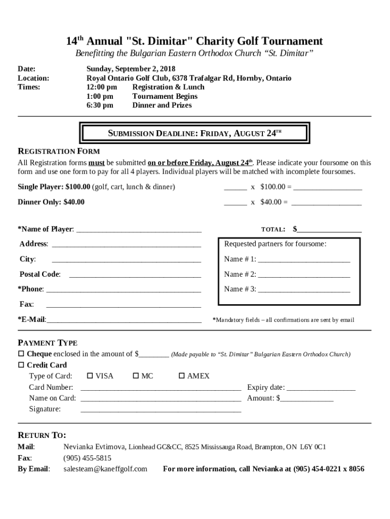 7th Annual Charity Golf Tournament St Doc Template | pdfFiller