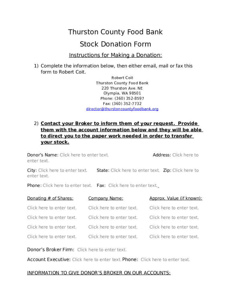 Thurston County Food Bank Working to end hunger in our ... Doc Template ...