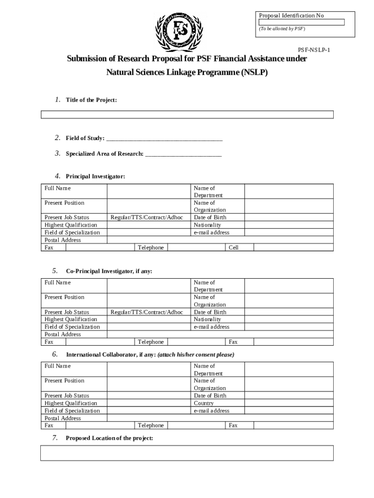 Proposal Submittal and Scheduling Procedures for Research ... - psf gov ...