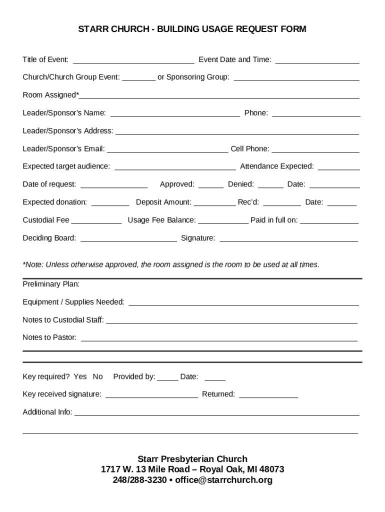 STARR CHURCH COMMITMENT SHEET Doc Template | pdfFiller