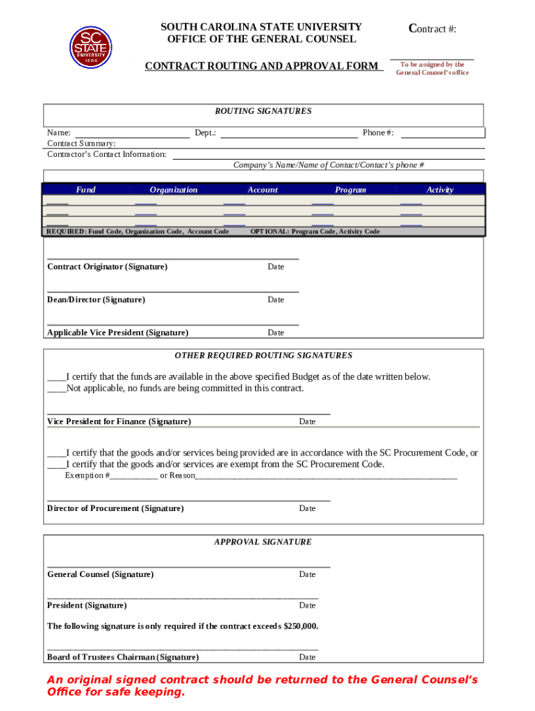 Office of General Counsel Contract Approval Doc Template | pdfFiller