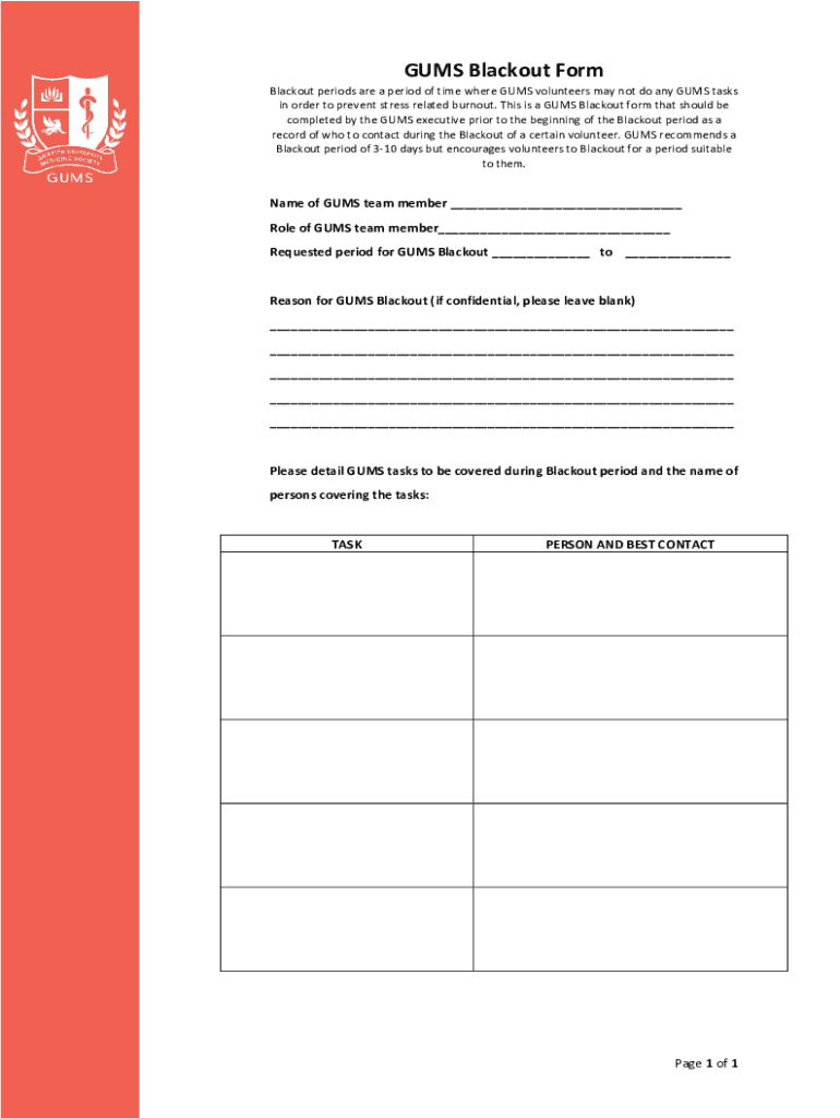 Fillable Online 4 Blackout Form Fax Email Print - pdfFiller