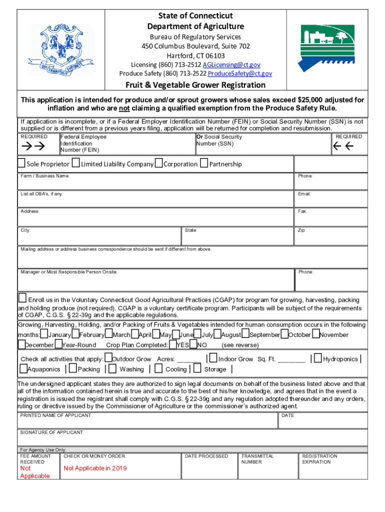 Fillable Online Fruit Vegetable Grower Registration 82219 fillable Fax ...