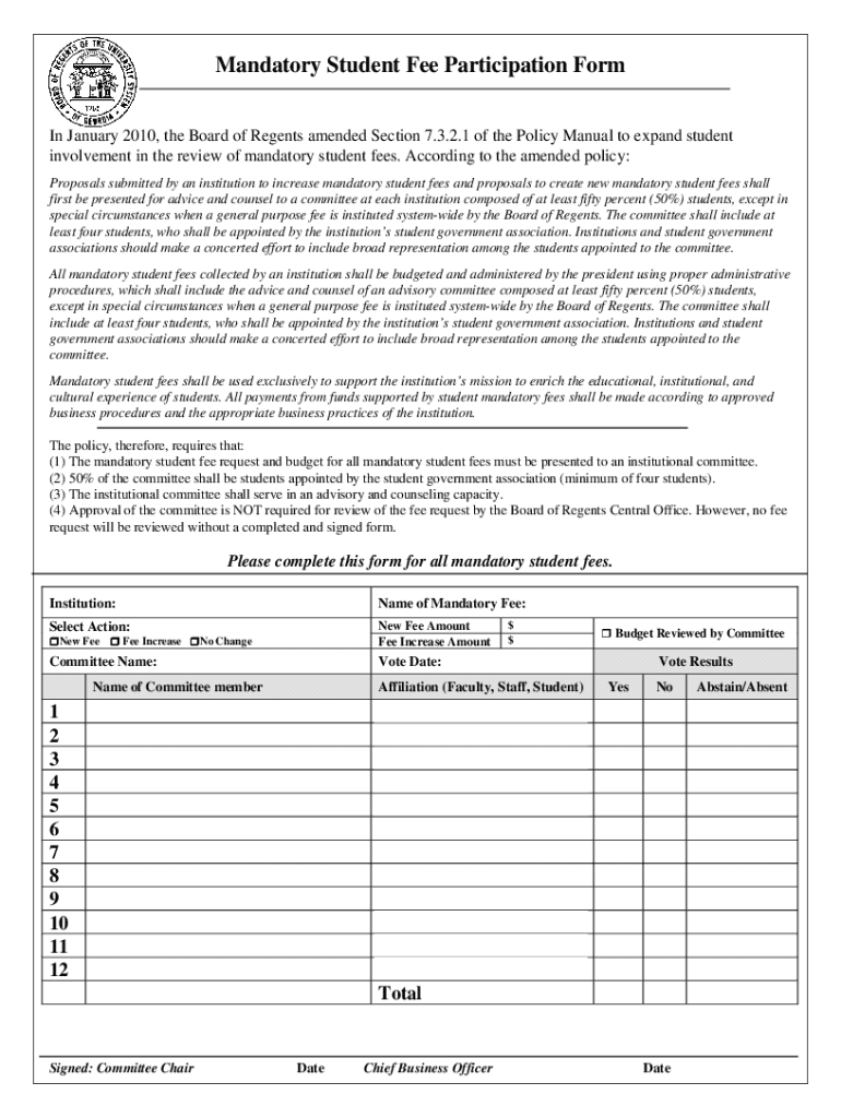 Fillable Online MANDATORY STUDENT FEES AND THE FIRST AMENDMENT ...