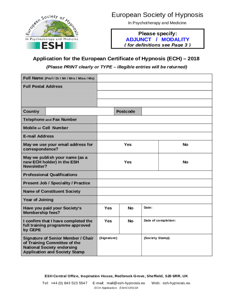 European Certificate of Hypnosis (ECH) Training Requirements Doc ...