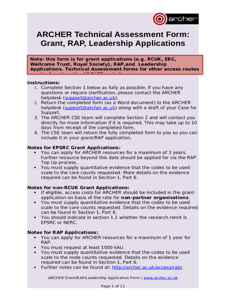 ARCHER Application for National Supercomputing Resource - archer ac Doc ...