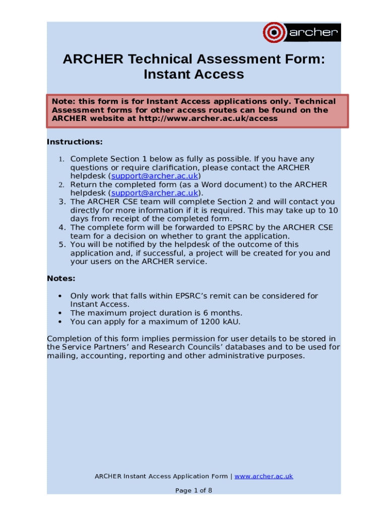 ARCHER Technical Assessment s and Notes - archer ac Doc Template ...